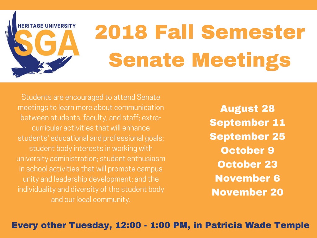 SGA Senate Meeting | Heritage University