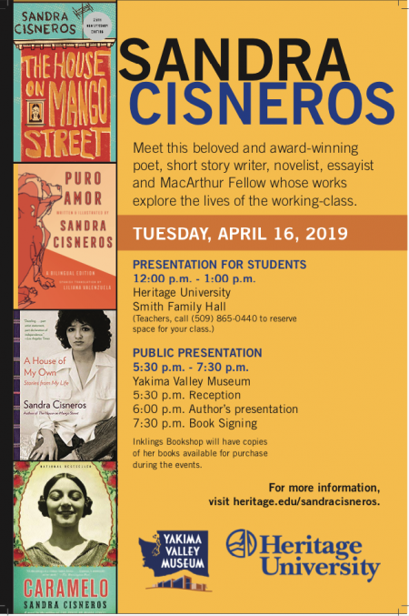 Renowned author Sandra Cisneros to visit Heritage University | Heritage ...